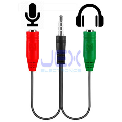 4 Pole 3.5mm Male Jack to Twin Mic & Audio Female Jack Splitter Headset ...