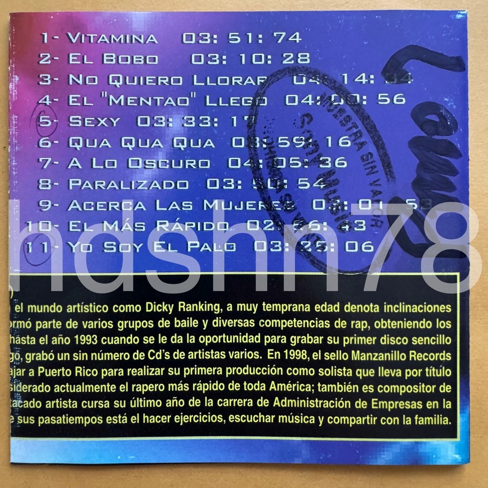 DICKY RANKING • A lo Oscuro • RARE CD PROMO • PANAMA REGGAETON EL ...