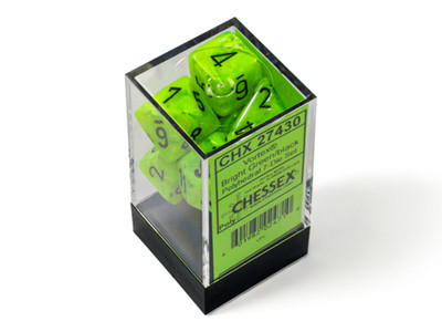 Chessex: Vortex BrightGreen/Black Polyhedral 7-Dice Set | eBay