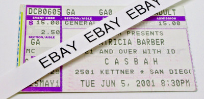 Patricia Barber June 5, 2001 San Diego Casbah Club California Ticket ...