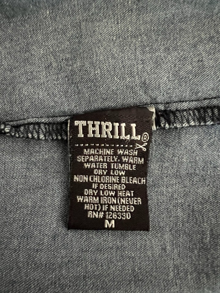 Thrill Jeans Shirt Women's Medium Blue Button Up Shirt Long Sleeve ...