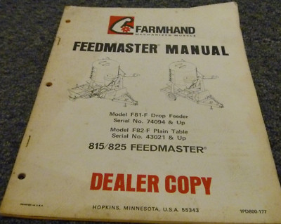 Farmhand 815 825 Feedmaster Grinder Mixer Parts & Operator Manual ...