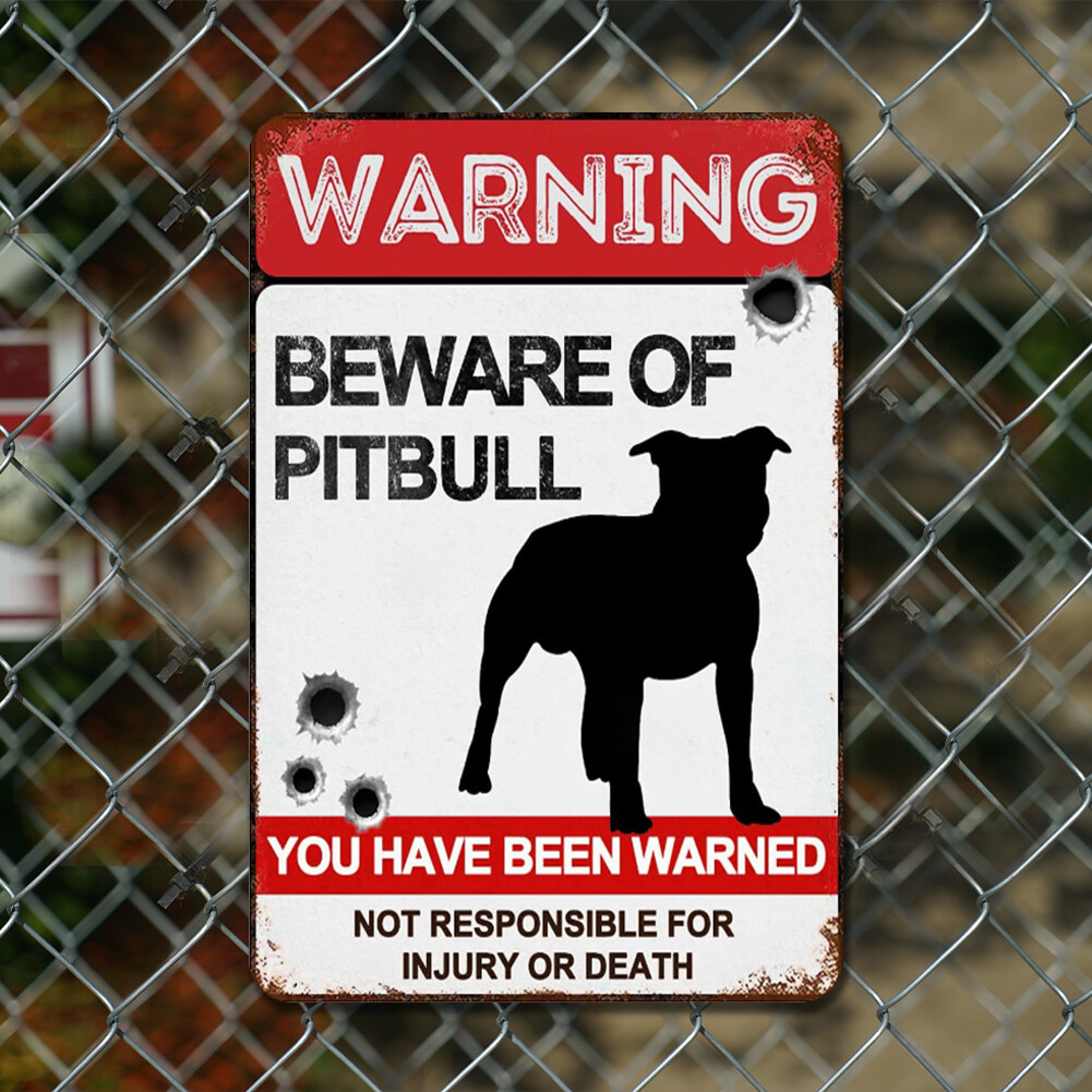 Vintage Metal Plate Dog Warning Rectangular Iron Painting Wall Art ...