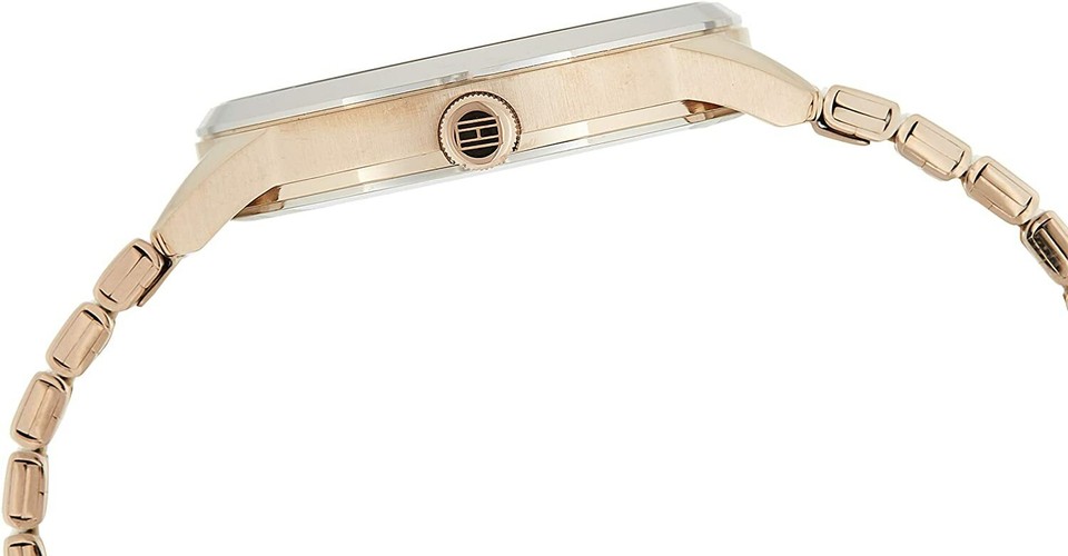 Tommy Hilfiger 1782021 Rose Gold Tone Silver Day Date Dial Womens Dress ...