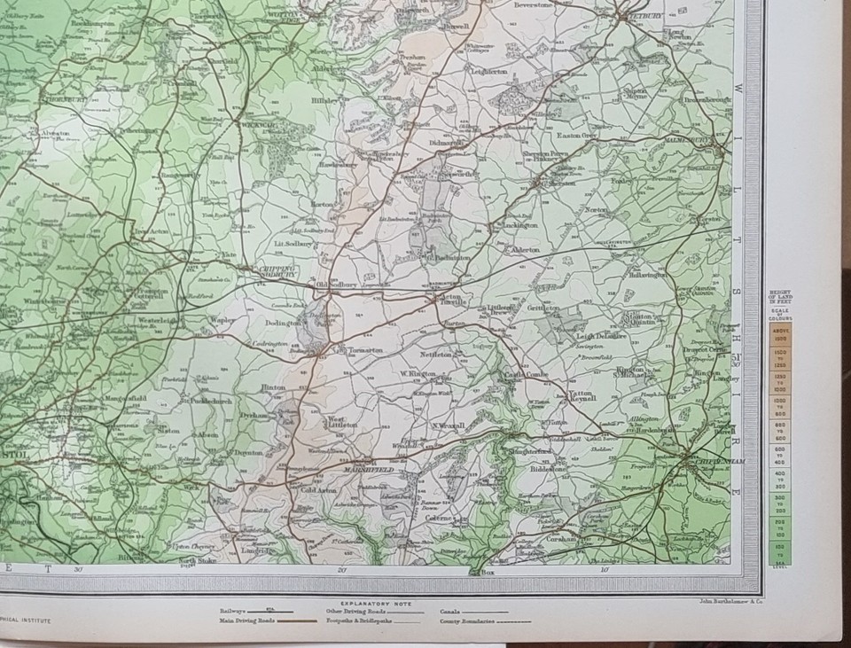 1903 ANTIQUE MAP ENGLAND & WALES BRISTOL MONMOUTH GLOUCESTER STROUD ...
