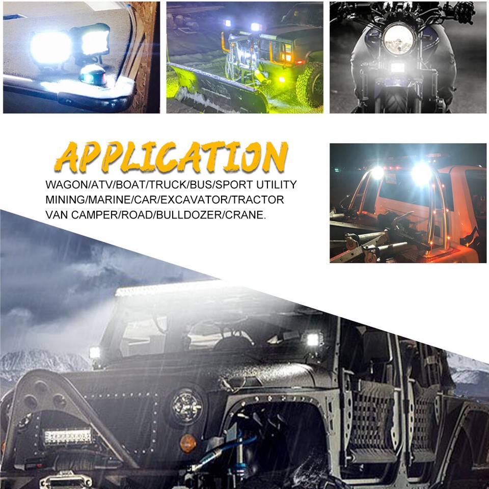 12V 4inch 60W LED Work Light Headlights fit John Deere Case New Holland ...