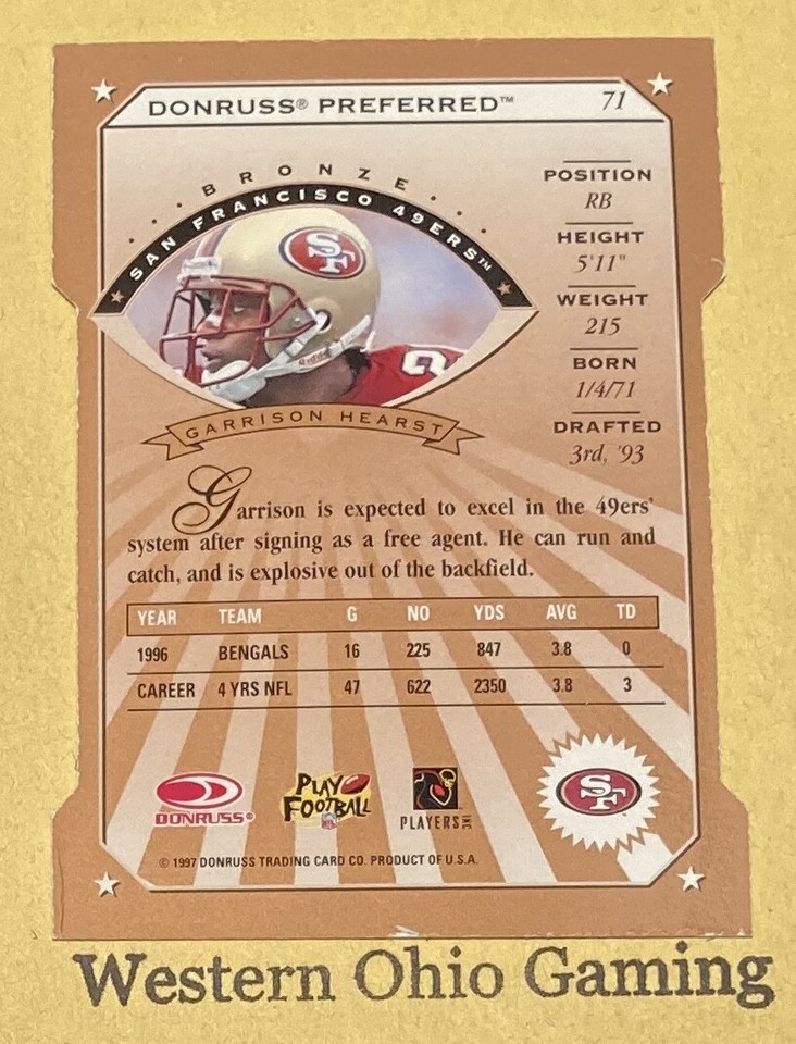 1997 Donruss Preferred Garrison Hearst #71 Cut To The Chase Bronze | eBay