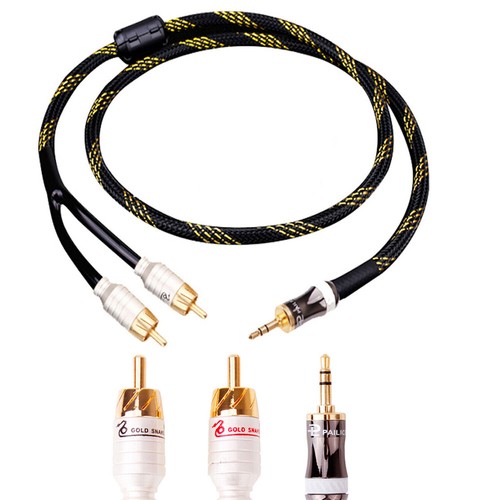 OFC Wire 3.5mm Male to Dual RCA HIFI Audio Cable Twin Phono Plugs ...