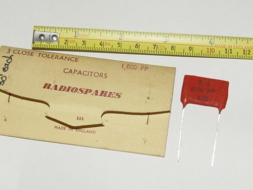 3x Vintage 1960's Radiospares Close Tolerance Capacitors 1nF / 1000pF ...