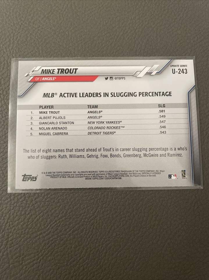 Topps 2020 Baseball Update Series - U-243 - Mike Trout, Angels | eBay UK