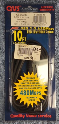 Connects PC/HUB to USB Peripherals, Type A to B, Black - 10ft | eBay