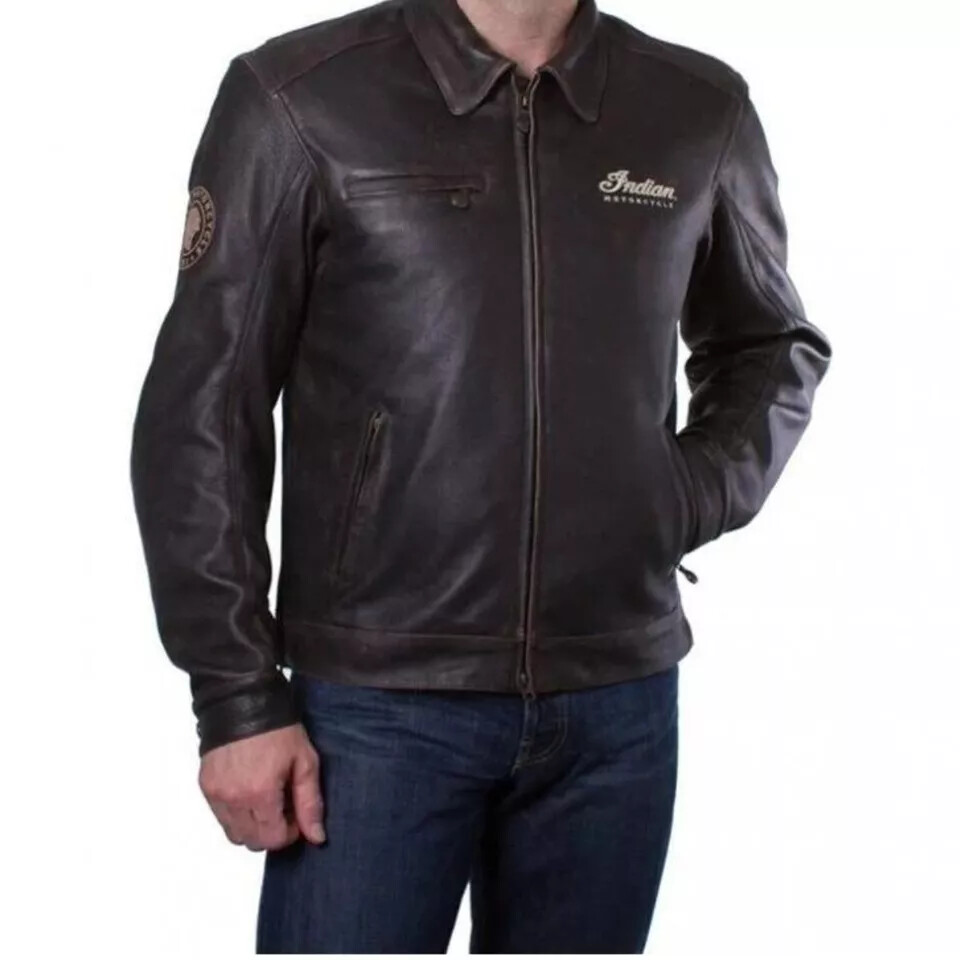 Men's Indian Motorcycle Distressed Genuine Cowhide Leather jacket Biker ...