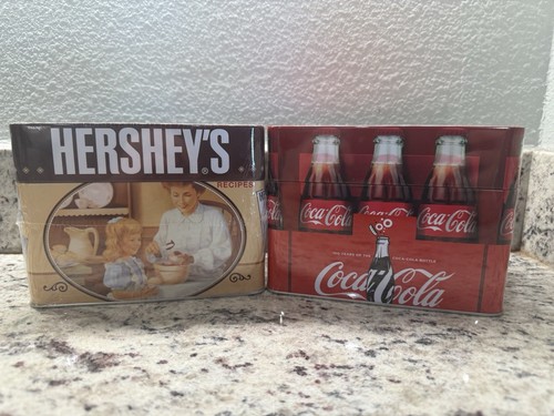 Hershey & Coca-Cola Keepsake Collection Recipe Card Tin Box - Lot Of 2 ...