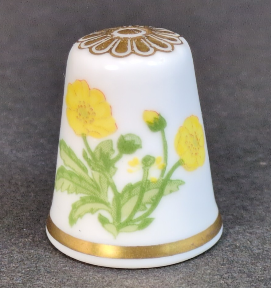 Spode Thimble Yellow Flower Buttercup Gold Trim Bone China England ...