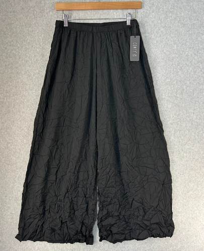 Comfy USA Black Pants Crinkle Textured Cropped Wide Leg Flowy Size ...