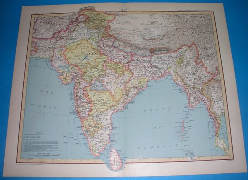 1907 ORIGINAL MAP INDIA PUNJAB KASHMIR BENGAL PAKISTAN CEYLON MUMBAI ...