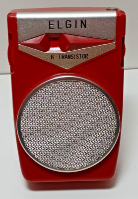 6 Transistor Radio Elgin Red & Silver Nice Works JRR26 | eBay