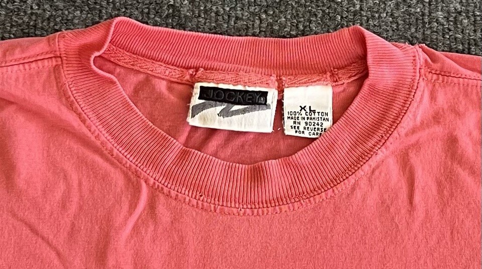 Jockey Mens VTG Pocket T Shirt Salmon Short Sleeve Basic Minimalist XL ...