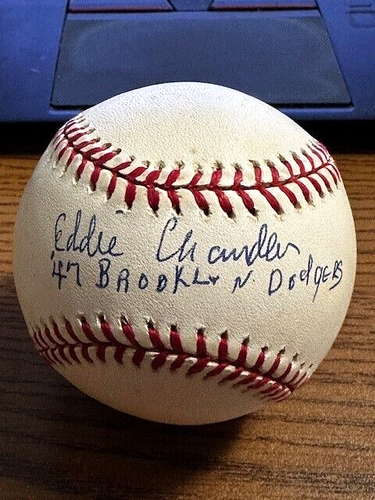 EDDIE ED CHANDLER 2 SIGNED AUTOGRAPHED ONL BASEBALL! 1947 Brooklyn ...