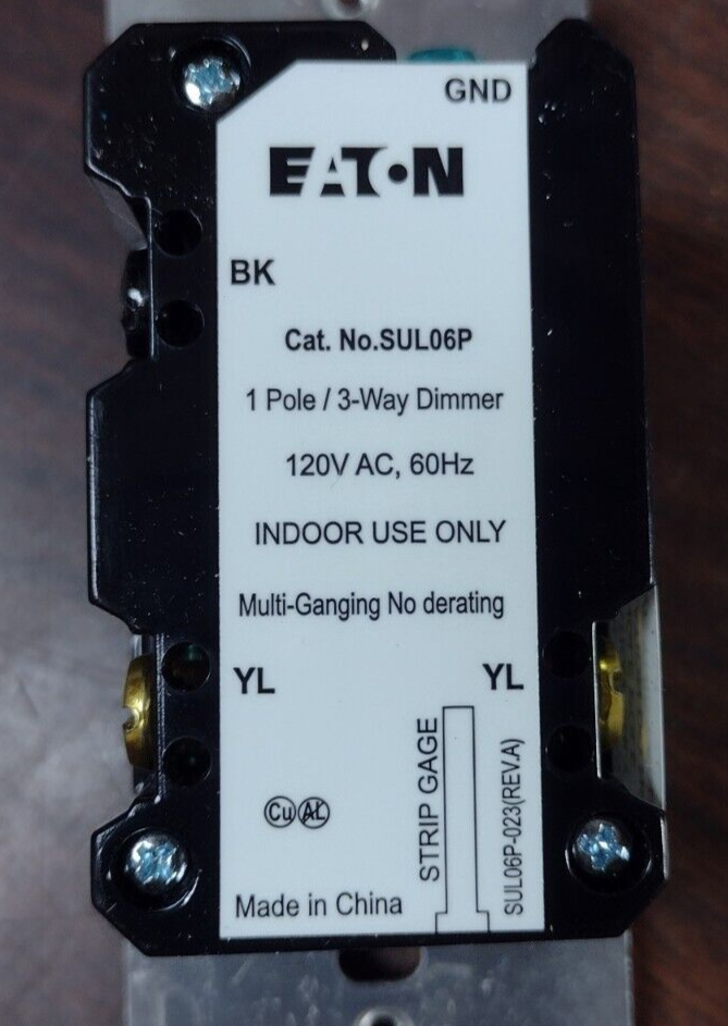 EATON SUL06P-W SLIDE DIMMER SWITCH 300-600W 1-POLE 3-WAY *LOT of 3* NEW ...