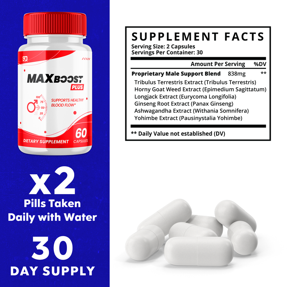 MaxBoost Plus Male Pills - Enhances Energy, Vitality & Stamina (3 Pack ...