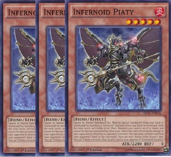 Yugioh - Infernoid Piaty x 3 - 1st Edition NM - Free Holographic Card ...