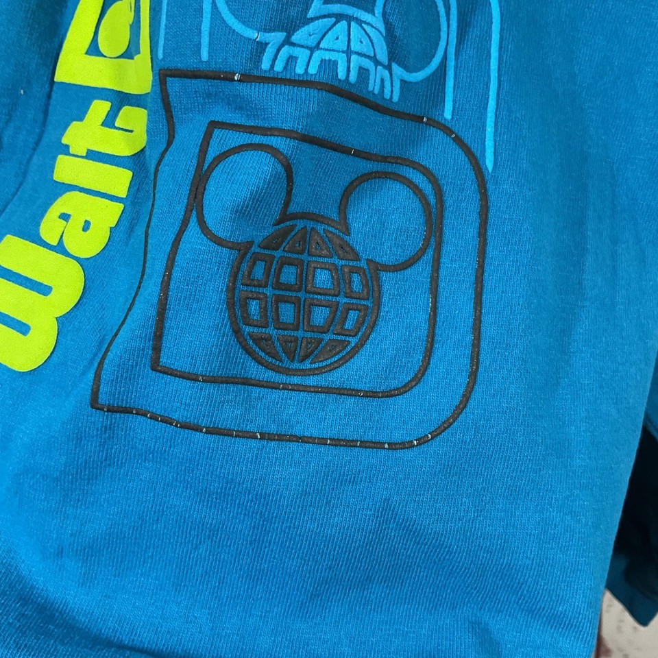Walt Disney World Parks Spirit Jersey Adult XL Teal Neon Green Spellout ...