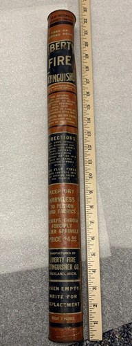 Vintage Old Liberty Fire Extinguisher 22” Antique Fireman Memorabilia ...