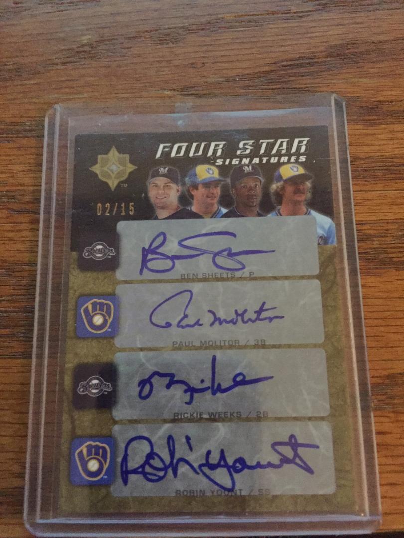 2005 UD FOUR STAR SIGNATURES Yount, Molitor, Sheets and Weeks Auto 02/ ...