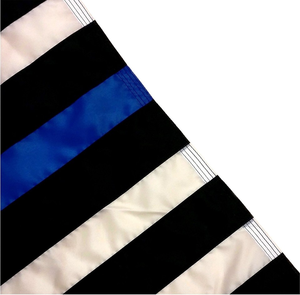2.5 x 4 Police Thin Blue Line Flag Made in USA Embroidered Nylon Pole ...
