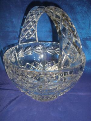 STUNNING 24% LEAD CRYSTAL LARGE BASKET BRAMOR COLLECTION POLAND HAND ...