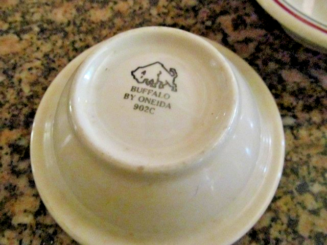 *3 TALL Vtg Buffalo China USA Restaurant Ware Green /RED Stripe+ 2 ...