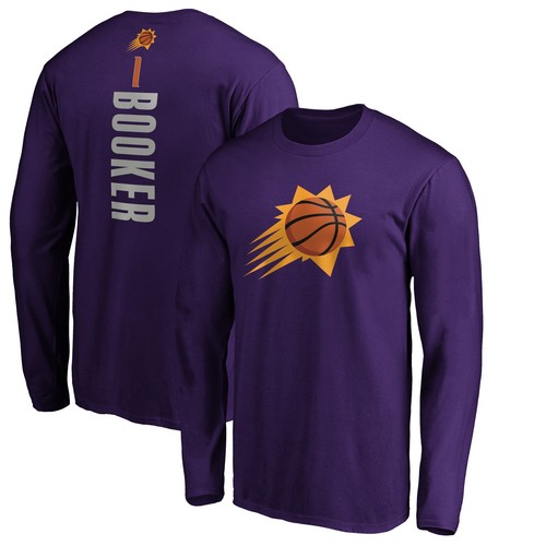 Men's Devin Booker Purple Phoenix Suns Playmaker Name & Number Long ...