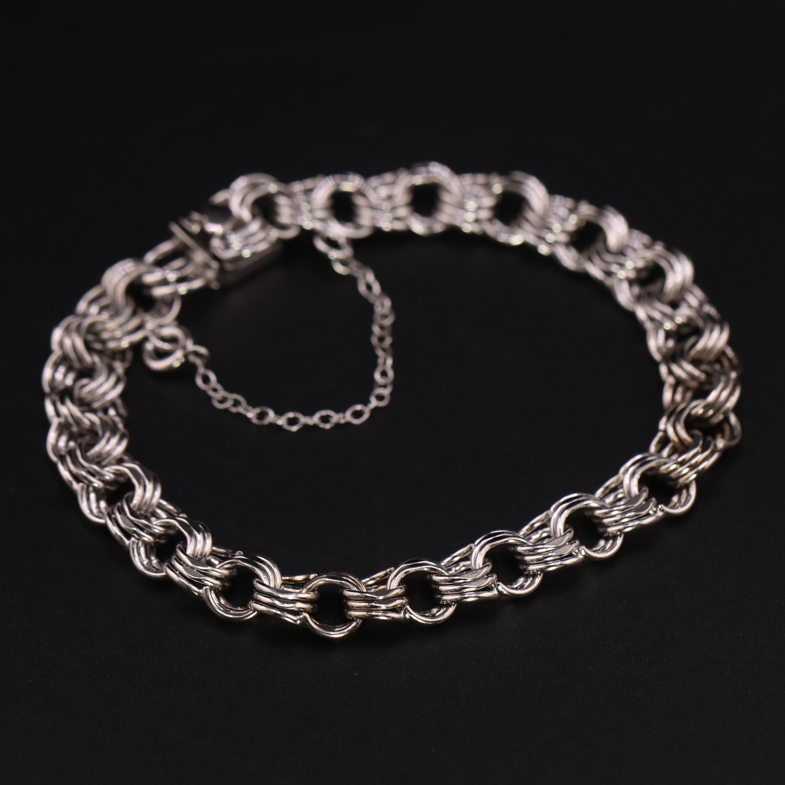 VTG Sterling Silver - ELCO 9mm Triple Link Chain 6.5" Bracelet - 14.5g ...