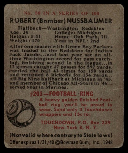 1948 Bowman #58 Robert Nussbaumer | eBay