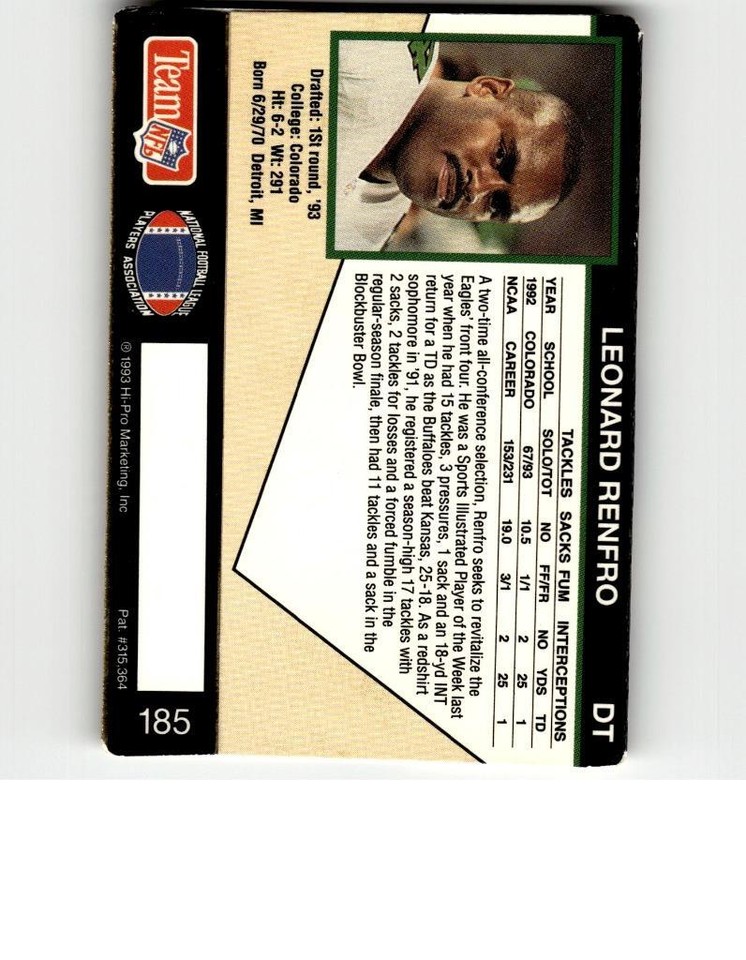 LEONARD RENFRO CARD #185 BFU2R1S4P090 FREE SHIPPING | eBay