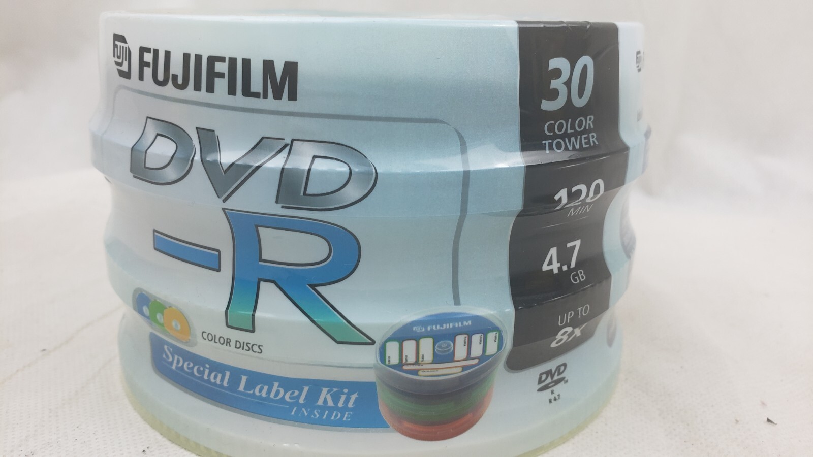 Fujifilm 50 Disc Spindle 4.7GB DVD-R Color Discs New Sealed Label Kit ...