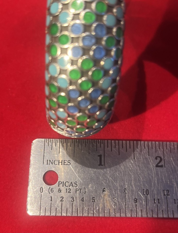 John Hardy Sterling Silver Blue Green Turquoise Enamel Dot Flexible ...