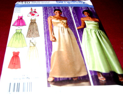 Simplicity Pattern # 2440 - Six Styles Women's Gowns / Dresses - Size 4 ...