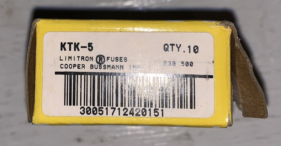 Cooper Bussmann KTK-5 Limitron Fuses - Box of 10 | eBay
