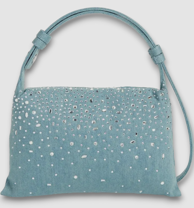 $377 Simon Miller Women's Blue Mini Puffin Crystal Denim Shoulder Purse ...