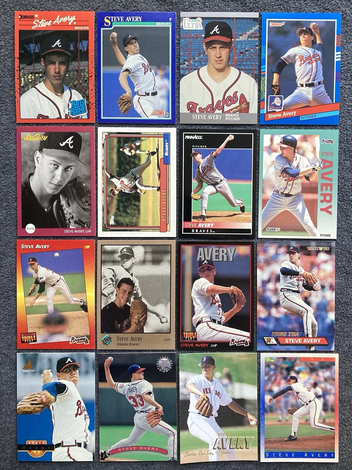STEVE AVERY 1990-1997 Baseball Rookie Card Lot! 16x Cards Braves Red ...