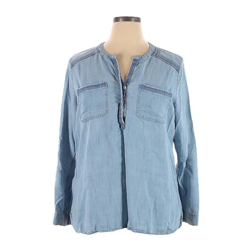 Eddie Bauer Chambray Light Blue Comfy Popover Shirt Size XL | eBay
