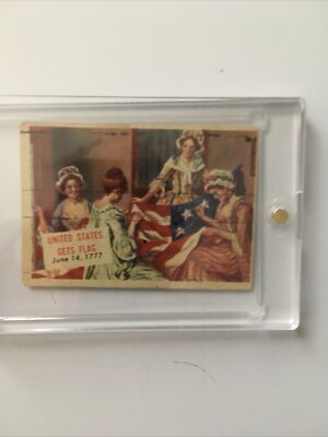 TOPPS VINTAGE 1954 SCOOP CARD#93:UNITED STATES GETS FLAG JUNE 14,1777 ...