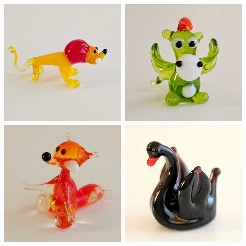 Handcrafted Mini Glass Animal Figurines Set of 4 Randomly Selected ...