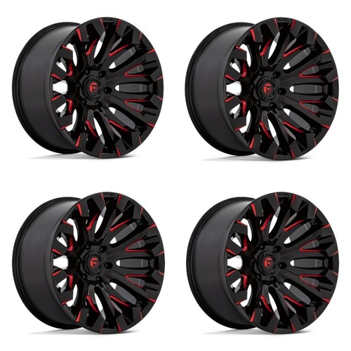 Set 4 Fuel D829 Quake 18x9 5x5 Gloss Black Milled Red Tint Wheels 18 ...