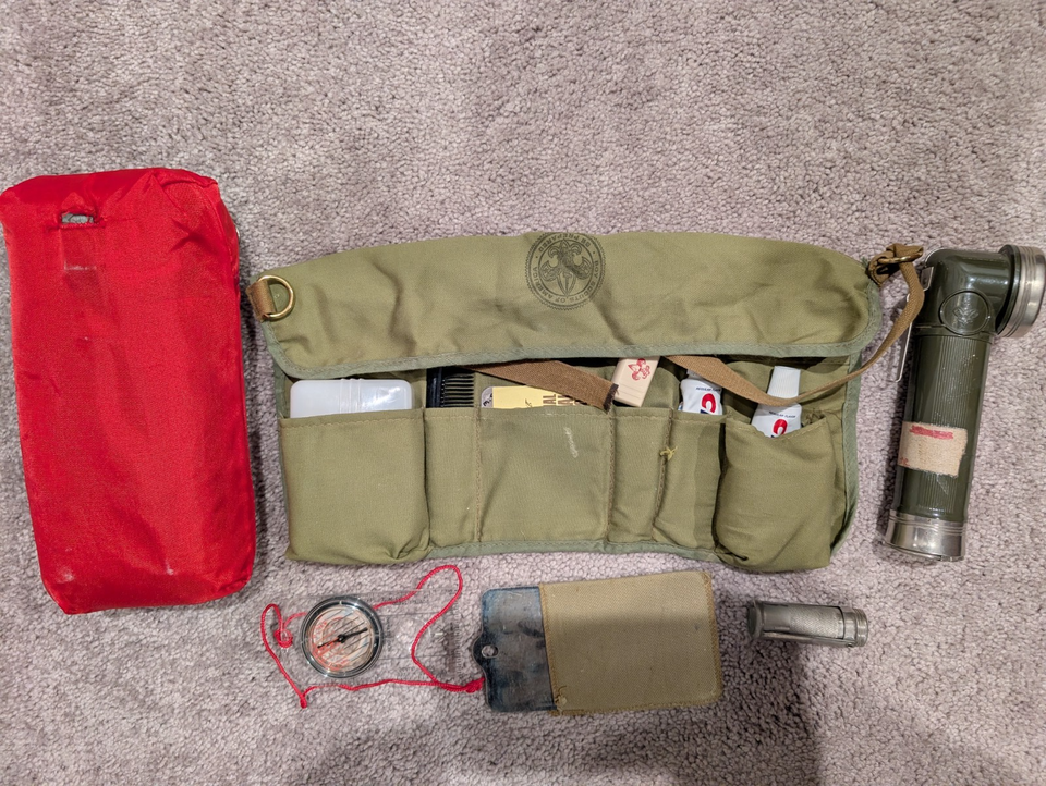 VTG Boy Scout toilet kit mirror flash light canteen compass | eBay