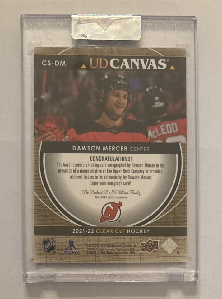 2023-24 Upper Deck Clear Cut Canvas Signatures RED 11/18 Dawson Mercer ...