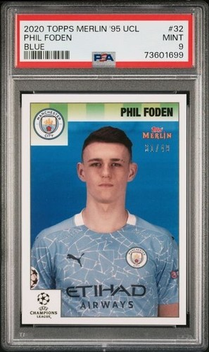Topps Merlin 95 Heritage 2021 Phil Foden #32 GRADED Blue Parallel Card ...