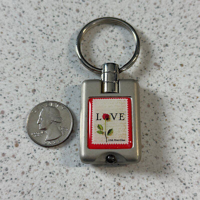 Vintage Love Roses USPS Postage Stamp Flashlight Keychain Key Ring ...